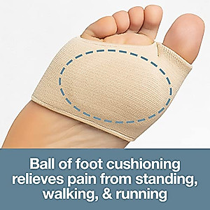 ZenToes Metatarsal Pads for Men and Women - Ball of Foot Pain Relief Cushions for Sesamoiditis, Metatarsalgia, Morton's Neuroma - 2 Pairs Fabric Sleeves with Gel Inserts (Small, Beige)