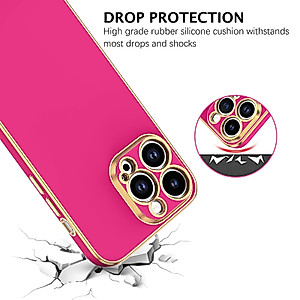 Telaso iPhone 14 Pro Max Case, Hot Pink, Cellular Phone Case with Love Heart Kickstand Holder, Full Protection for Women
