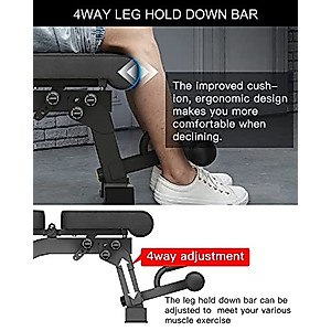 YOUTEN 1000 LB Weight Bench Heavy Capacity | 9-4-4 Almost 90° Adjustable Incline Decline Exercise Bench Press for Home Gym More Stable and Durable | Foldable Training Lifting Bench | Dragon Flag Handle for Abdominal Arm Workout