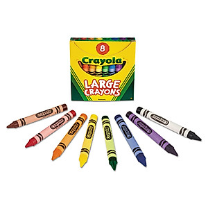 Crayola 520080 Large Crayons, Tuck Box, 8 Colors/Box