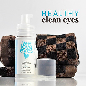 We Love Eyes: Tea Tree Eyelid Foaming Cleanser - Vegan. All natural. Cruelty free. Safe for false lashes and eyelash extensions.