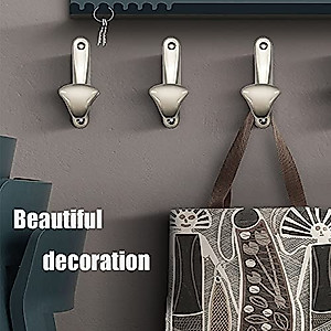 4 Pack Single Prong Wall Mounted Hat Towel Bag Hanger, Decorative Art Coat Hooks with Deep Curve, Solid Zinc Alloy Wall Hooks Holder for Keys, Umbrella, Matte Silver, Exxacttorch