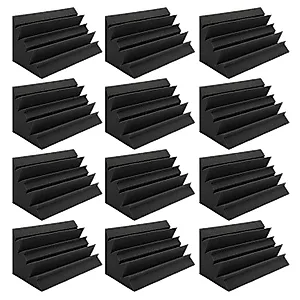 Bekith 12 Pack Acoustic Foam Bass Trap Studio Foam, SoundProof Padding Panels Noise Dampening Wall Corner Block Finish for Studios Home and Theater, 12" X 7" X 7"