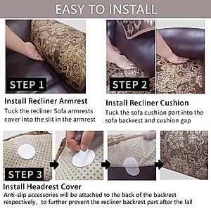 LUFEIJIASHI Recliner Chair Covers Non Slip Waterproof Large Recliner Covers for Leather Recliner,Electric Reclining Chair Covers for Living Room Dog Sofa Recliner Cover Furniture Protective Brown