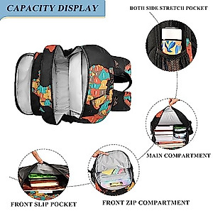 ZRWLUCKY World Map and Flags Casual Daypack Classical Travel Backpack Durable Computer Bag 2023