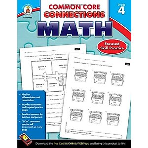 Carson-Dellosa Common Core Connections Math Workbook, Grade 4, Ages 9 -10, 96 Pages