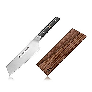 Cangshan TC Series 1021080 Swedish 14C28N Steel Forged 7-Inch Nakiri Knife and Wood Sheath Set
