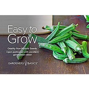 Okra Seeds for Planting - Clemson Spinless Heirloom, Non-GMO Vegetable Variety- 3 Grams Seeds Great for Summer Gardens by Gardeners Basics