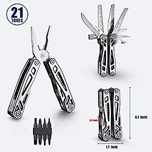 BIBURY Multitool Pliers, Multi-Purpose Pocket Knife Pliers Kit, 420 Durable Stainless Steel Multi-Plier Multi-tool for Survival, Camping, Hunting, Fishing, Hiking, Gifts for Dad Men Him