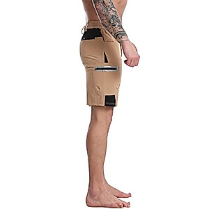Surenow Men's Hiking Cargo Shorts Lightweight Quick-Dry Shorts Summer Outdoor Fishing Shorts Camping Travel Shorts for Men Khaki