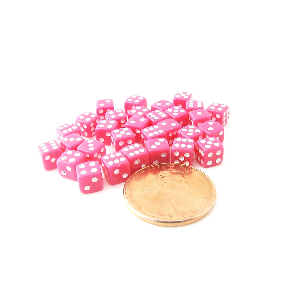 Koplow Games 30 Deluxe Round Cornered Six Sided D6 5mm .197 Inch Small Tiny Dice - Pink