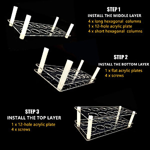 BOXIN 12Slots Roller Bottles Holder, Perfect Vertically Hold For Essential Oils Rollers, Great Oils Display Holder Roller Bottles Storage Shelf Organizer,Hole Diameter 2.3cm/0.9inch,Acrylic,DIY
