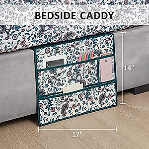 Comfort Spaces 17 Piece Bed in A Bag Comforter Set Include Sheets with 2 Side Pockets - All Season Cozy Bedding and Bedroom Organizer, College Dorm Room Essentials, Full, Henry, Teal