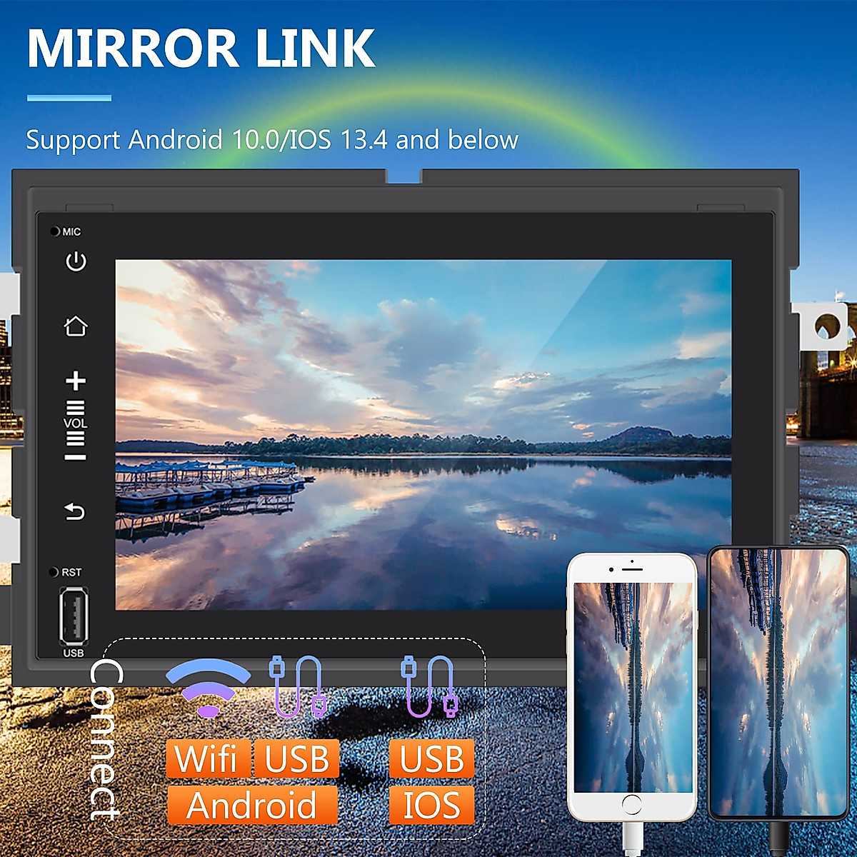 Podofo Android Car Stereo for Ford F150 F250 F350 Fusion Edge Explorer Taurus Freestar, 7 inch Touch Screen Bluetooth Radio with GPS Navigation Support FM/RDS SWC USB Mirrorlink Backup Camera