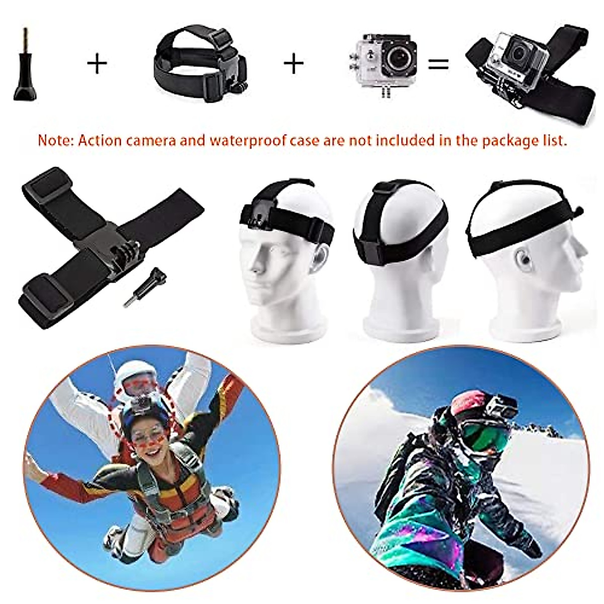 VVHOOY Action Camera Accessories Kit Chest Mount Suction Cup Selfie Stick Head Strap Floating Handle Compatible with Dragon Touch, GoPro HERO11 HERO9 HERO10 HERO8, AKASO EK7000 Brave 4 Brave 7 LE