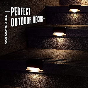 GIGALUMI Solar Deck Lights Outdoor, 16 Pack Solar Step Lights Waterproof Led Solar Lights for Outdoor Stairs, Step, Fence, Railing, Yard and Patio (Warm White)