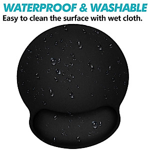 Ergonomic Mouse Pad 3 Pack with Wrist Rest Support, Round Gaming Mousepad with Smooth Surface & Non-Slip Rubber Base for Computer, Laptop, Office, Comfortable Memory Foam for Wrist Cushion