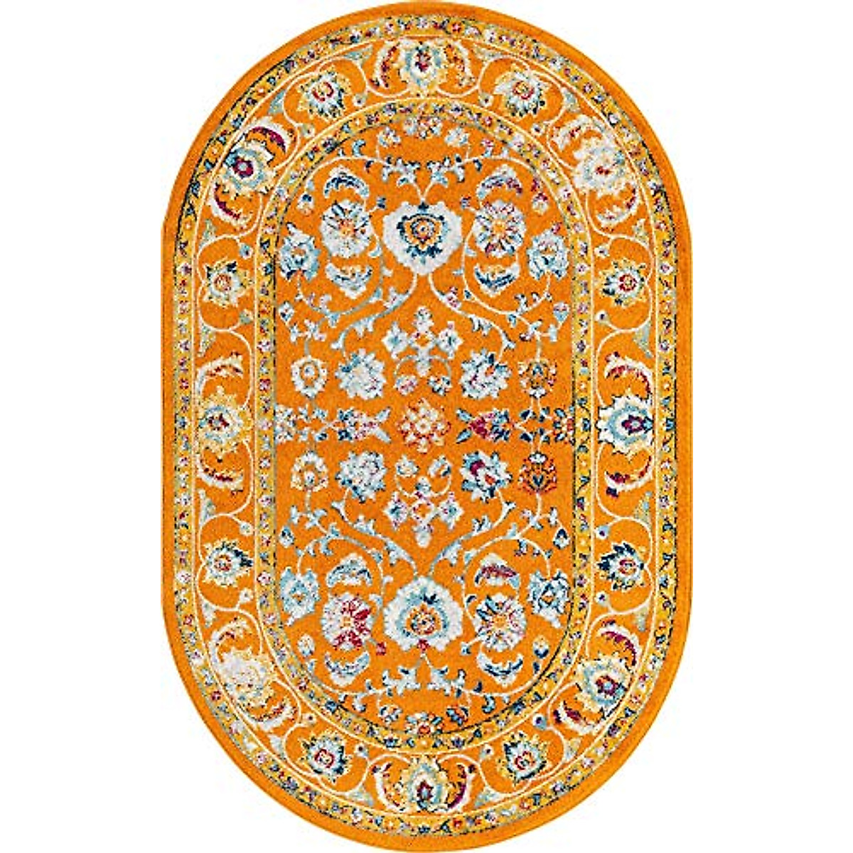 Rugs.com Aurelia Collection Rug – 5' x 8' Oval Orange Medium-Pile Rug Perfect for Living Rooms, Large Dining Rooms, Open Floorplans