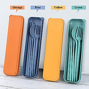 4 Sets Reusable Utensils Set with Case, Travel Utensils with Case, Reusable Utensils for Lunch Box accessories, Portable Chopsticks Knife Fork and Spoon Lunch Utensils Set for Work,Travel or Daily use