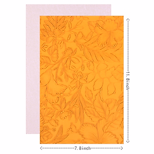 Ramya 8Pcs Embossed Faux Leather Sheet with Flower Leaf Embossed Textured 7.8"X11.8"(20cm X 30cm),Very Suitable for Making DIY Bow,Leather Earrings Sewing Crafts Projects (Embossing Series)