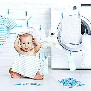 50 Pieces Clothes Pins for Baby Shower Pins Blue Clothes Pins Baby Shower Clothes Pins Blue Boy Party Game Plastic Small Pins Gender Reveal Decorations Favors 1.37 Inches