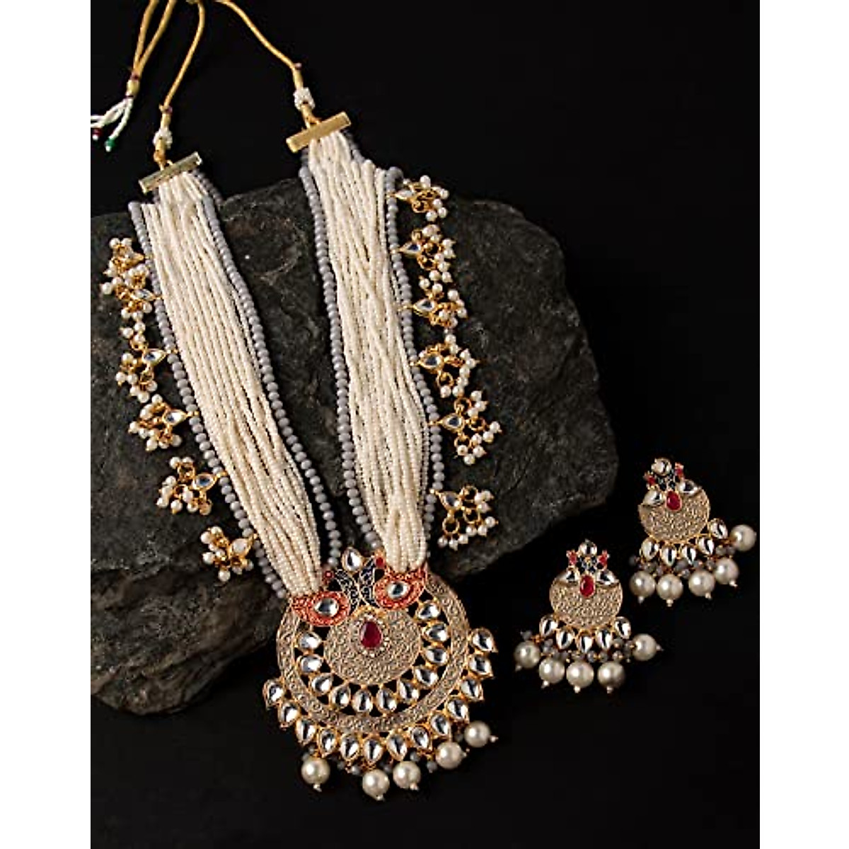 OZANOO Kundan Necklaces Set For Women And Girls, Kundan Necklace Set Jaipuri Jewellery/Indian Traditional Jewellery Set For Women And Girls, Necklaces