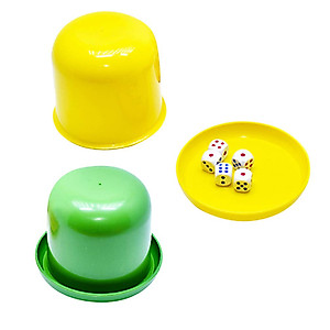 NUOBESTY 2PCS/Set Dice Game Set Plastic Dice Shaking Cup Dice Cup Set for Bar Party (Random Color)