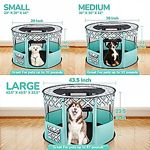 TASDISE Portable Pet Playpen, Foldable Dog Playpen, Exercise Kennel Tent for Puppy, Dog, Cat, Rabbit, Great for Indoor Outdoor Travel Use,Come with Free Carrying Case