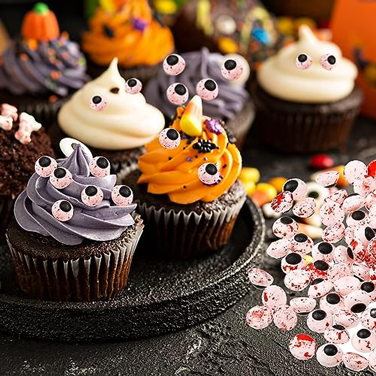 Halloween Edible Bloody Candy Eyes 3.8 oz Candy Bloody Eyeballs 2 Bottles of Edible Small Bloody Eyes for Cake Cookie Dessert Decorating Halloween Eyeballs Sweets for Halloween Birthday Party Supplies