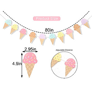 Ice Cream Happy Birthday Banner - Ice Cream Birthday Party Decoration,Summer Birthday Banner,Ice Cream 1st Birthday Banner,Ice Cream First Photo Props