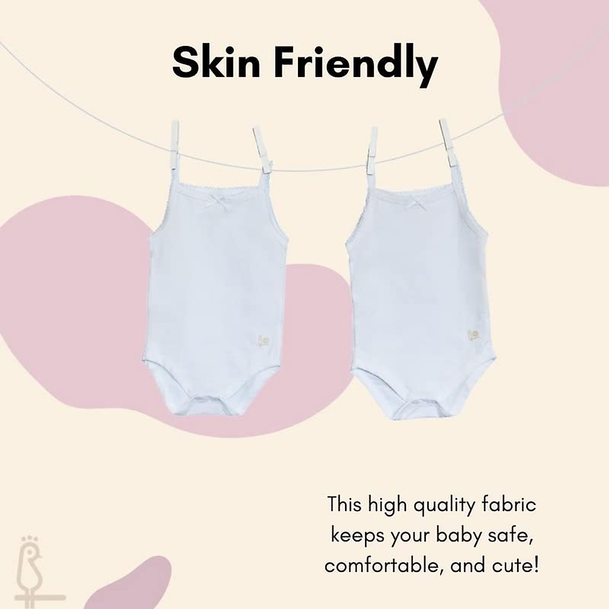 Feathers Baby Girls 100% cotton super soft One-piece Bodysuits 2-Pack