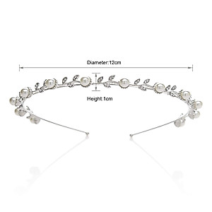 SWEETV Flower Girl Headpiece Silver Pearl Girls Headband for Wedding Princess Hair Accessories for Birthday Party, First Communion