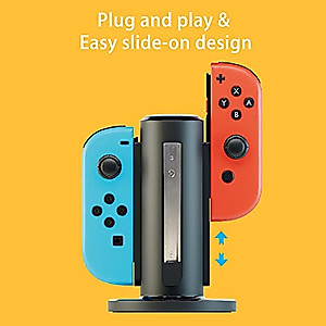 Joycon Charging Dock for Switch Controller, Switch Accessories Compatible Switch Joycon,4 in 1 Switch Charger for Switch with a Micro-USB Charging Cord-HONCAM