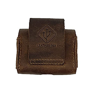 LeatherTex, Rustic AirPods Pro Charging Cover Handmade from Full Grain Leather - Pocket Size, Genuine Bluetooth Case - Protective Portable Carrying Pouch - Bourbon Brown