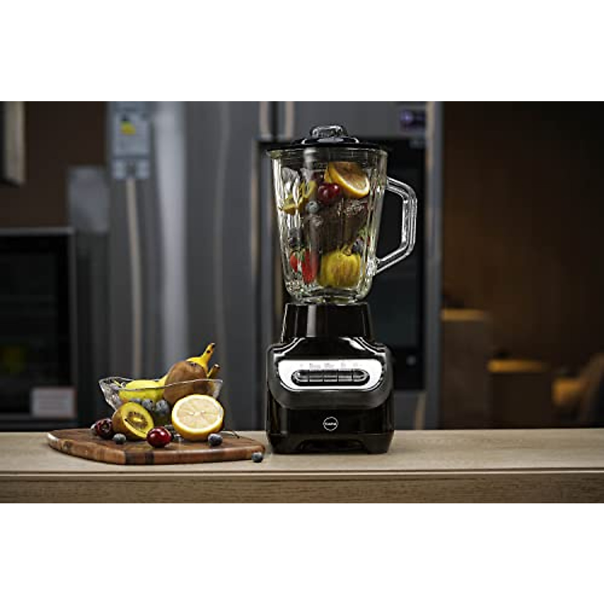 iCucina Countertop Smoothie Blender for Kitchen with 48 oz Glass Jar, 700W Professional Glass Blender for Shakes and Smoothies, Frozen Fruits, Baby Foods, 12-Speed for Mix, Puree, Ice Crushing and Easy Clean, Black, Licuadoras