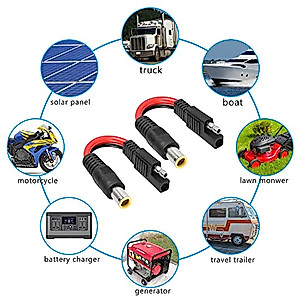 PNGKNYOCN SAE to DC 8mm Short Cable 10cm 14 AWG SAE Solar Connector to DC 8mm Male Connector Power Cable for Solar Generator Portable Solar Panel（2-Pack）