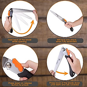 EverSaw Folding Hand Saw Camp Saw 8" Folding Saw - Pruning Saws for Tree Trimming Garden Saw – Rugged Camping Saw for Wood Cutter Trail Clearing Tree Limb Saw - Bone Saw for Hunting