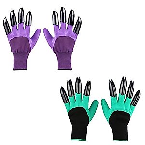 Famoy Claw Gardening Gloves for Planting, Garden Glove Claws Best Gift for Women (Green and Purple)