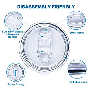 30 oz Tumbler Replacement Lids 2 Pack,Fit of Inner Diameter 3.7 to 3.73 INCH Tumbler Cup,Spill Proof Splash Resistant Tumbler Lids Silicone Sliding Covers BPA-free.