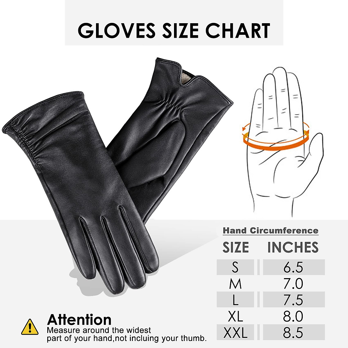 Womens Winter Leather Touchscreen Texting Warm Driving Lambskin Pure Genuine leather Gloves Black Medium