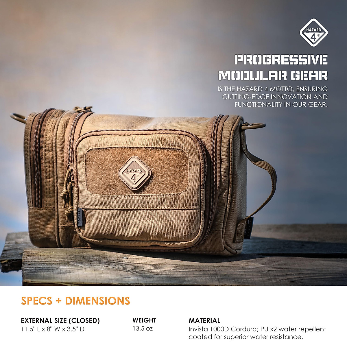 HAZARD 4 Reveille: Rugged Grooming Kit/Heavy-Duty Toiletry Bag - Black, 11.8 x 8.3 x 4.7 inches