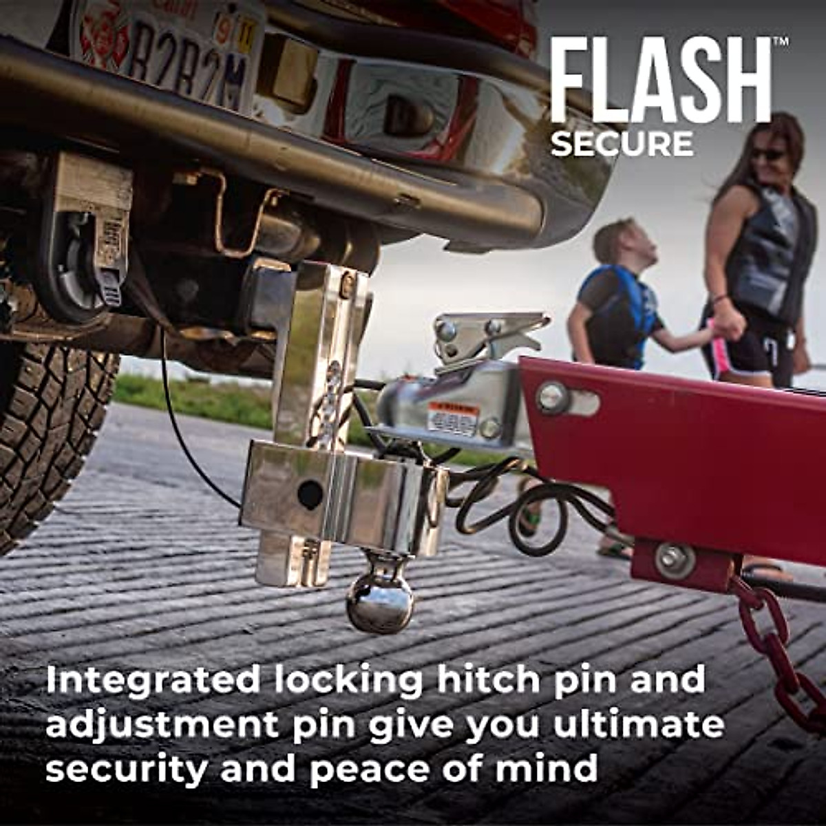 Fastway Flash Secure Adjustable Dual Locking Aluminum Ball Mount with 6 Inch Drop, 2 Inch Shank, Built-in Locks, and Chrome Plated Balls