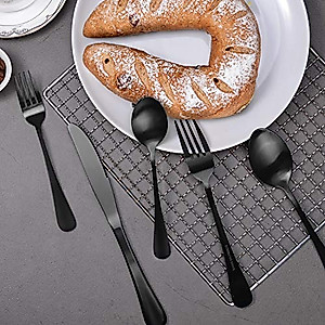 Matte Black Silverware Set Serve for 8, 40 Pieces Heavy Stainless Steel Flatware Set Utensils Cutlery Tableware Set Including Steak Knife Fork and Spoon, Gift Package for Wedding Housewarming