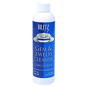 Ultrasonic Cleaner, UKOKE UUC06G Professional Ultrasonic Jewelry Cleaner & Blitz 653 Gem & Jewelry Cleaner Concentrate, Tall Bottle of 8 Fluid Ounces, 1-Pack, Blue