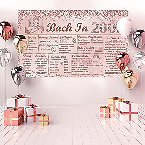 Vlipoeasn Sweet 16 Birthday Decorations for Girls, Rose Gold Glitter Back in 2007 Birthday Backdrop Banner, 70.86 x 43.3Inch Pink 16 Years Old Party Poster Supplies