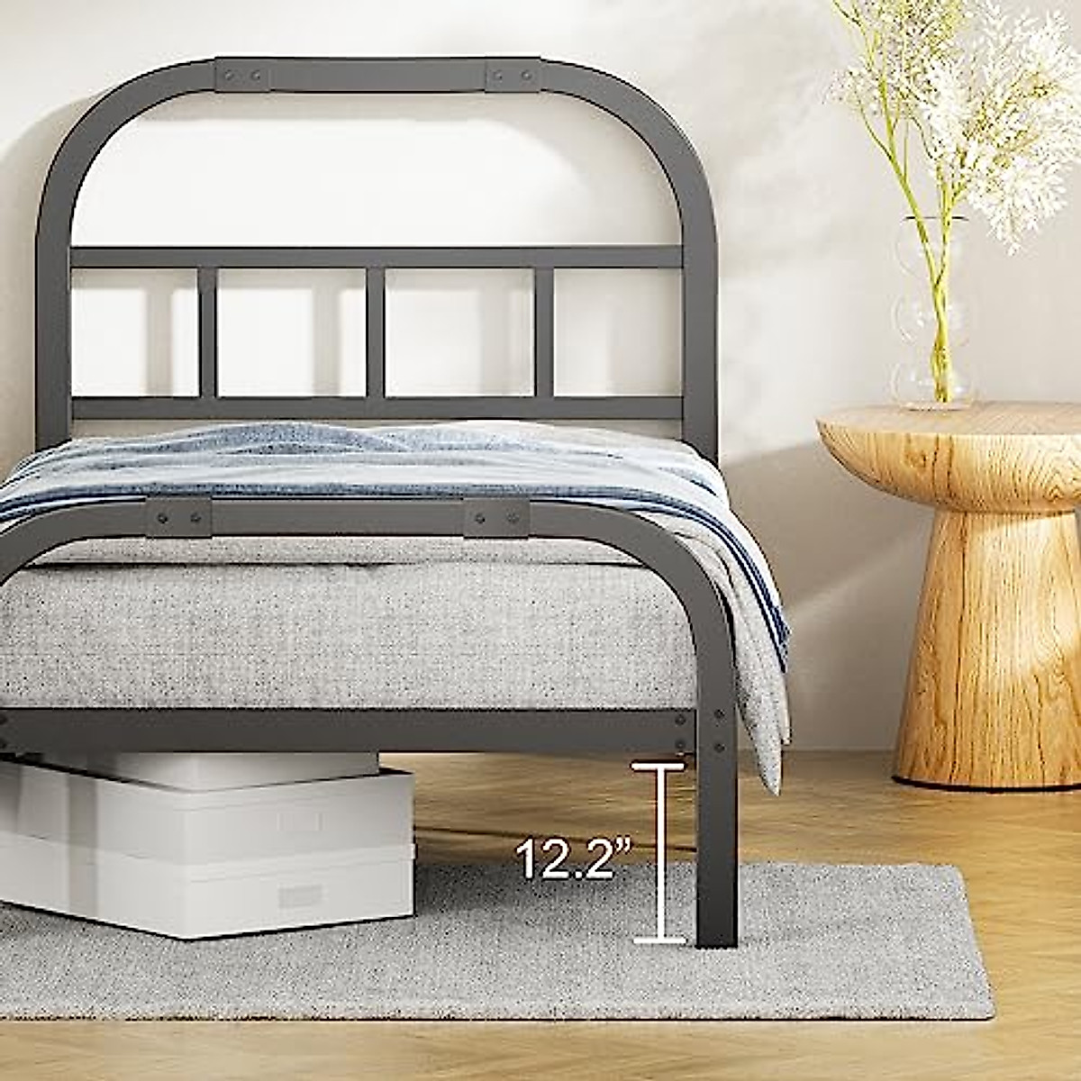 HAOARA Twin XL Bed Frame with Headboard Footboard, Quiet and Anti-Slip, Heavy Duty Metal Platform Bed Frame, No Box Spring Needed, Sturdy Steel Support, Easy Assembly, Black