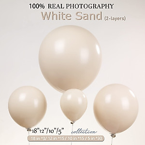 Kozee Double-Stuffed white sand Balloons Different sizes 63 PACK 18+12+10+5 inch beige Balloon Garland kit For Wedding Birthday baby shower anniversary decorations