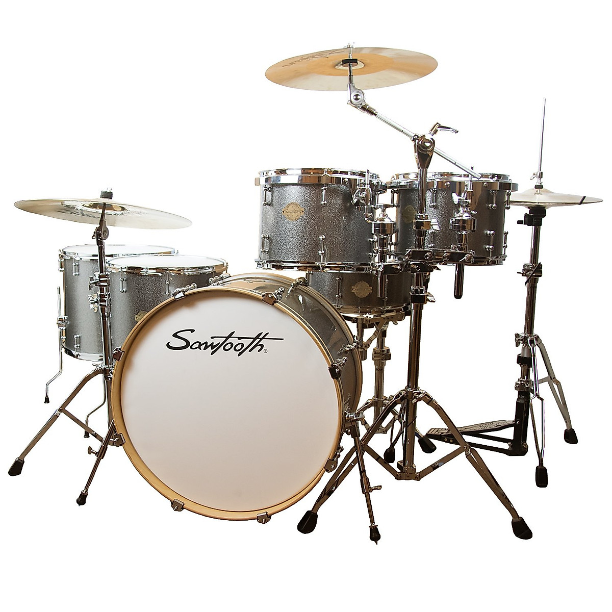 Sawtooth Command Series 6-Piece Shell Pack with 24" Bass Drum, Silver Sparkle, (ST-COM-6PC-24-SSPK)