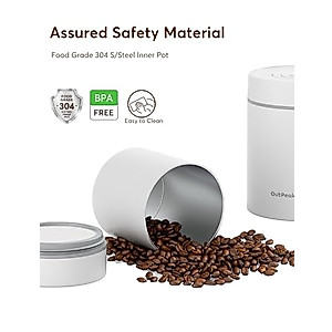 OUTPEAK Neo 2025 Kilo Auto Vacuum Coffee Canister, 1.5L Capacity for 17.6oz of Coffee Beans, One-Button Operation, Stainless Steel Coffee Storage Container for Barista, Gifting (Large, Pearl White)