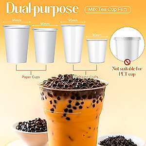 2 Rolls Cup Sealing Film Clear Cup Sealer Film 90-105 mm 6400 Cups Bubble Tea Sealer Film for Pp Plastic and Paper Cups Bubble Tea Sealing Machine